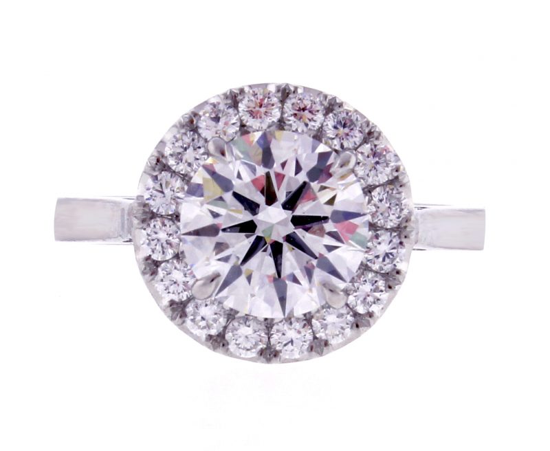 Classic Diamond Halo Set Engagement Ring | Pampillonia Jewelers ...